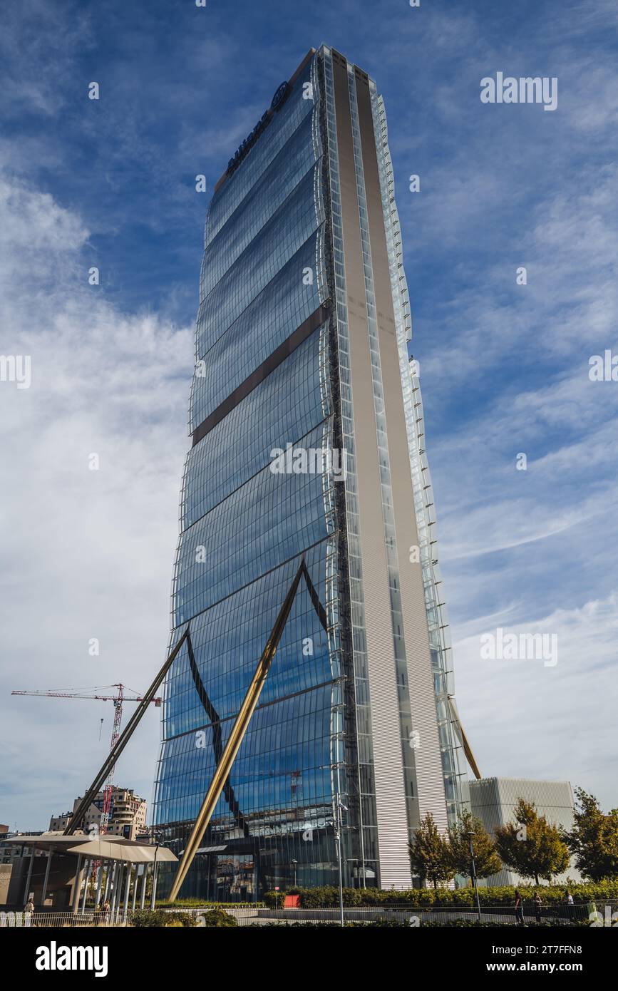Milan, Italy - October 2023: Allianz buildings architecture in Piazza Tre Torri, City life ...