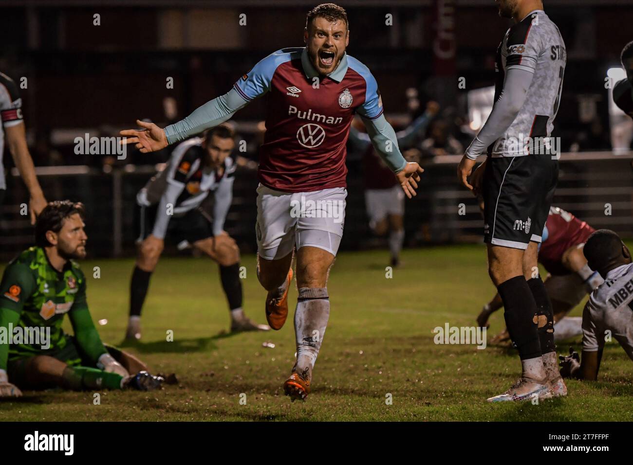 South Shield's Paul Blackett Celebrates his third goal of the evening ...