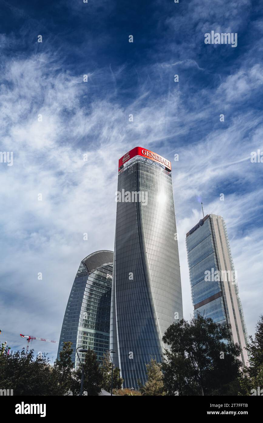 Milan, Italy - October 2023: modern buildings architecture in Piazza Tre Torri, City life ...