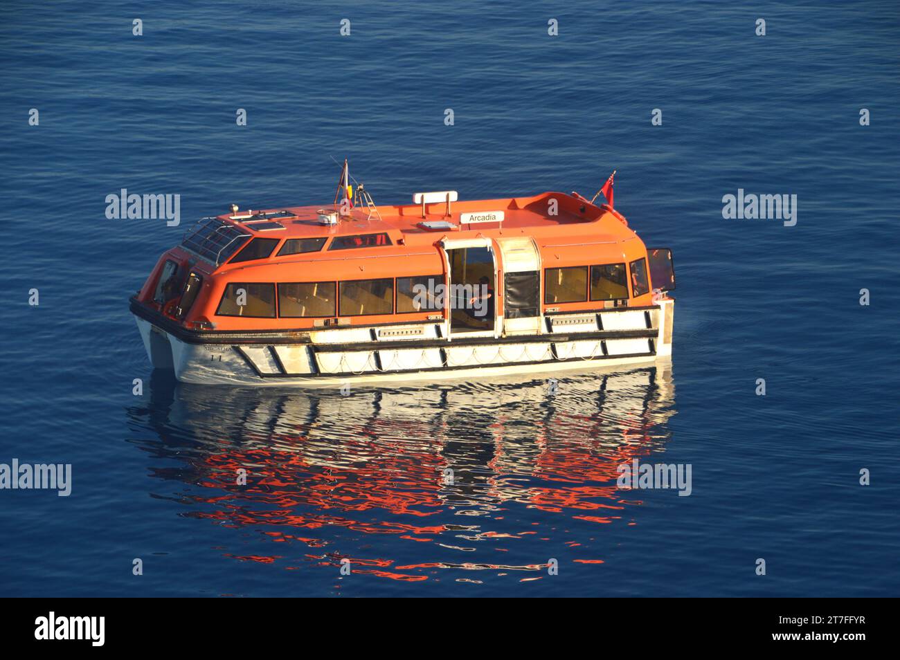 Reflections in the Water of a Lifeboat/Tender of the P&O Luxury Cruise ...