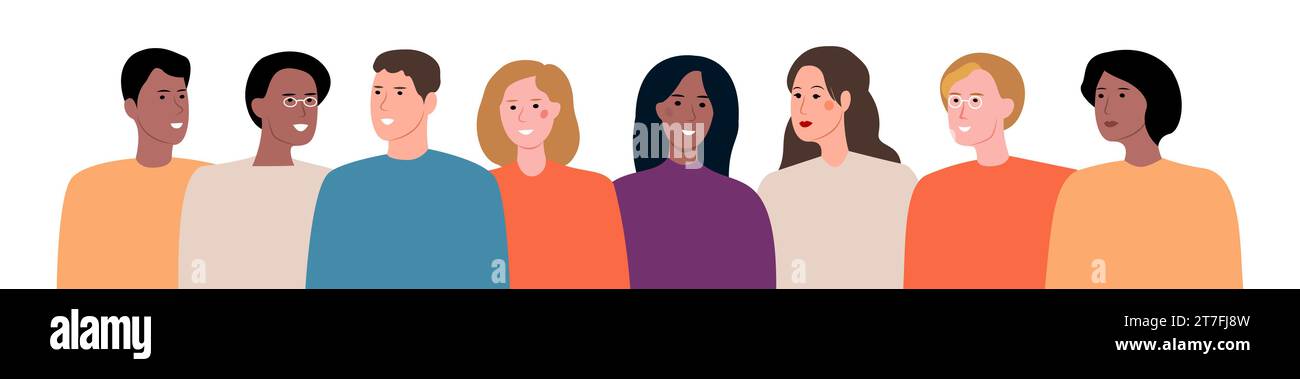Business style of multiracial people in cartoon style. Flat vector ...