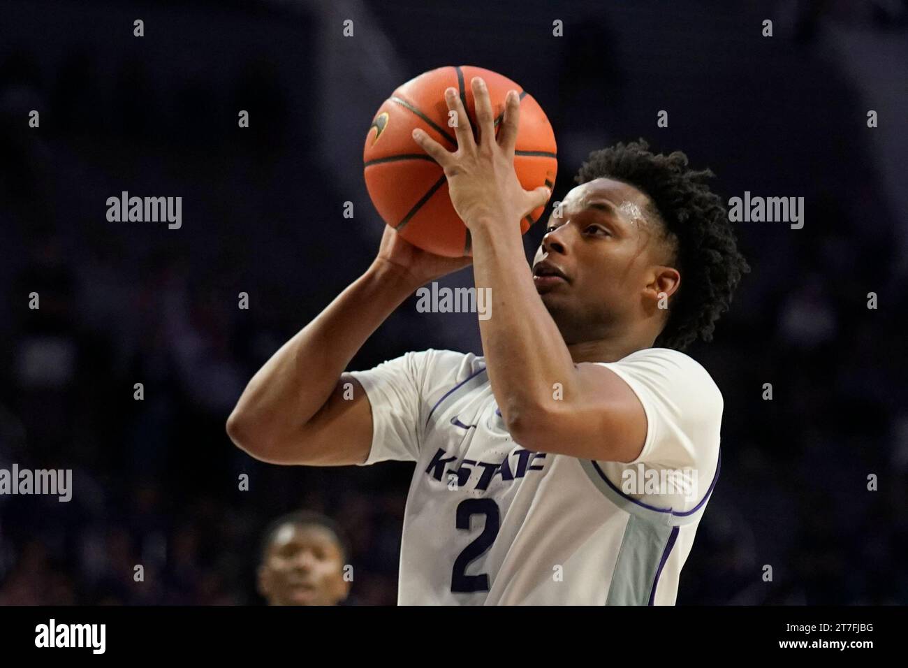 Kansas State guard Tylor Perry shoots during the second half of an NCAA ...