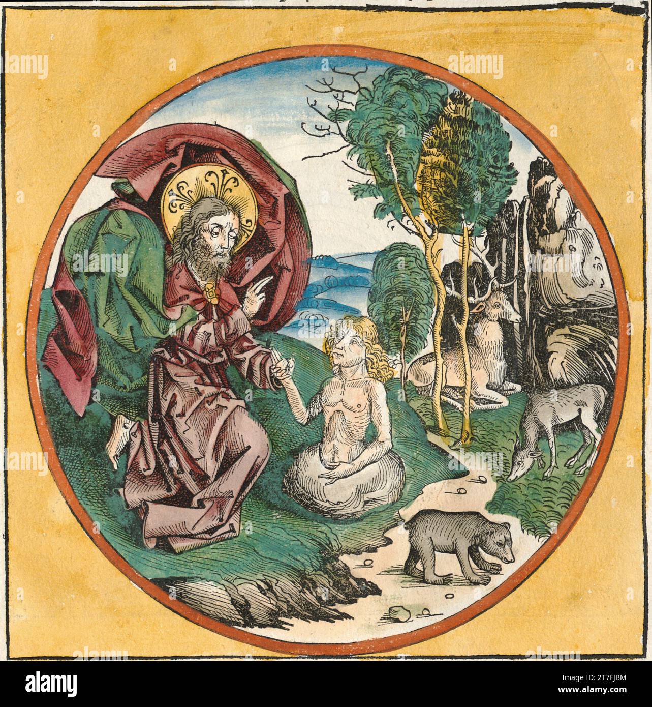 Depiction of the sixth day of creation - Illustration from The ...