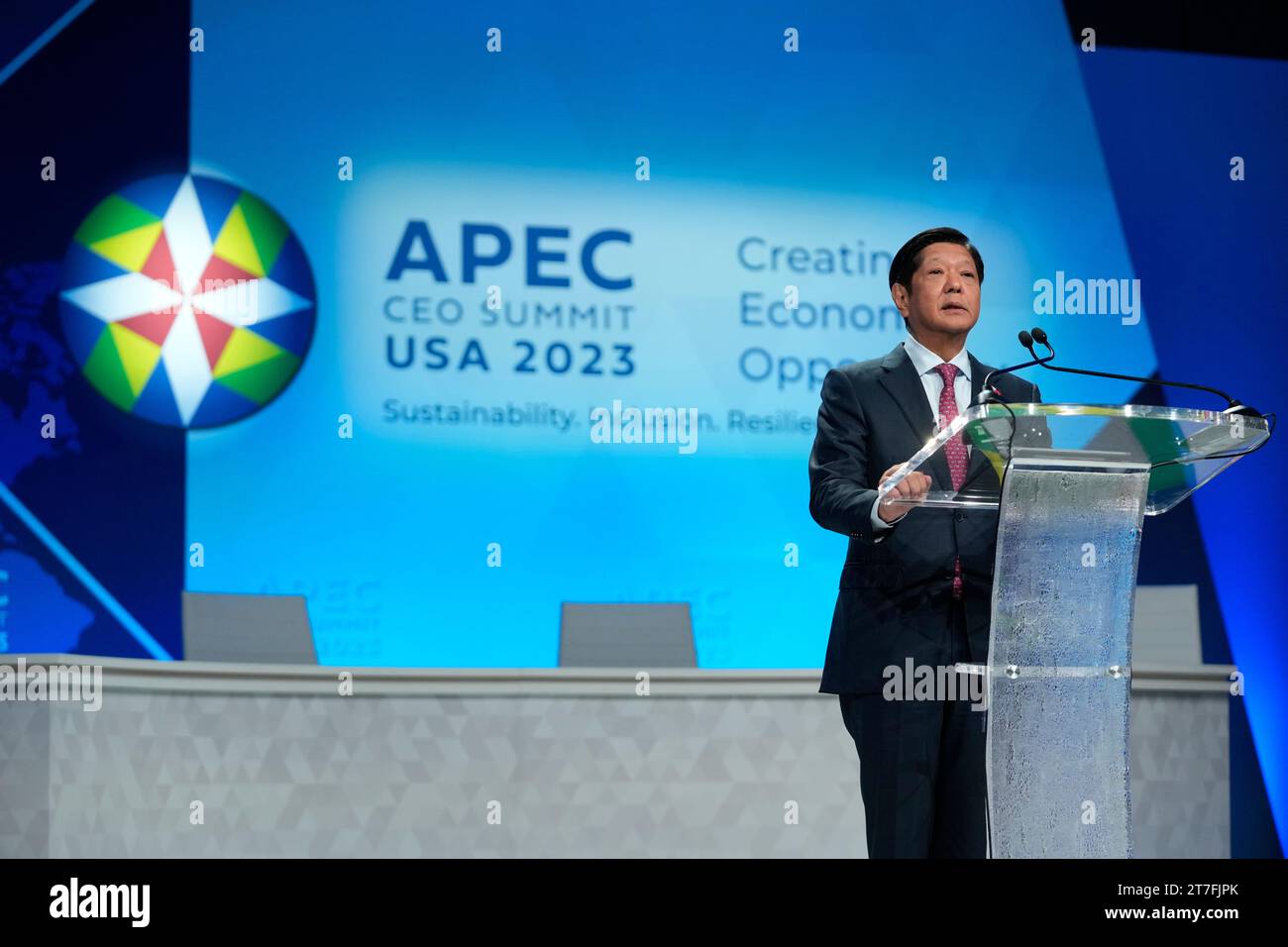 Philippines President Ferdinand Marcos Jr. speaks during the APEC CEO ...