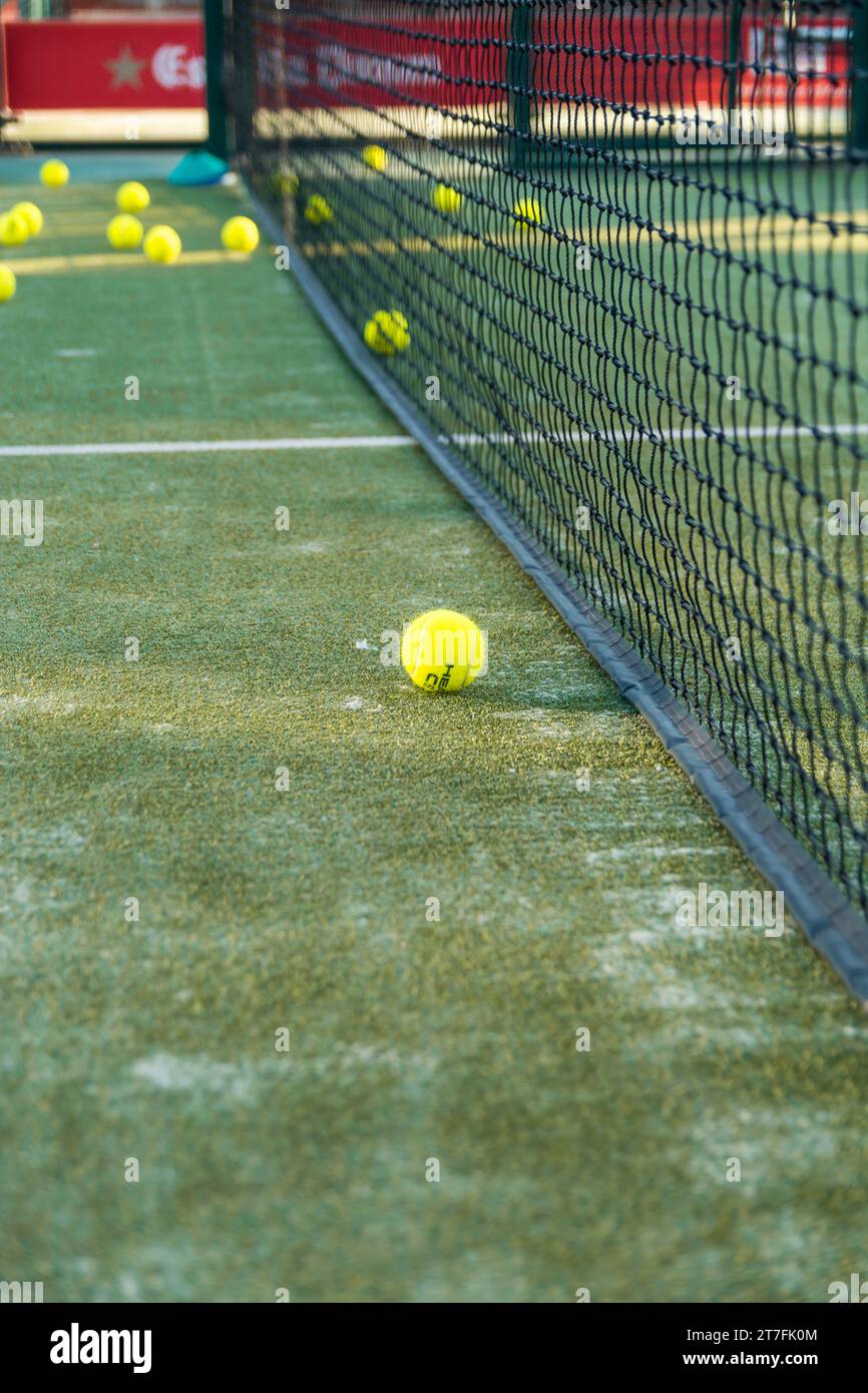 A sport ball lying on the ground in the grass near a net Stock Photo ...