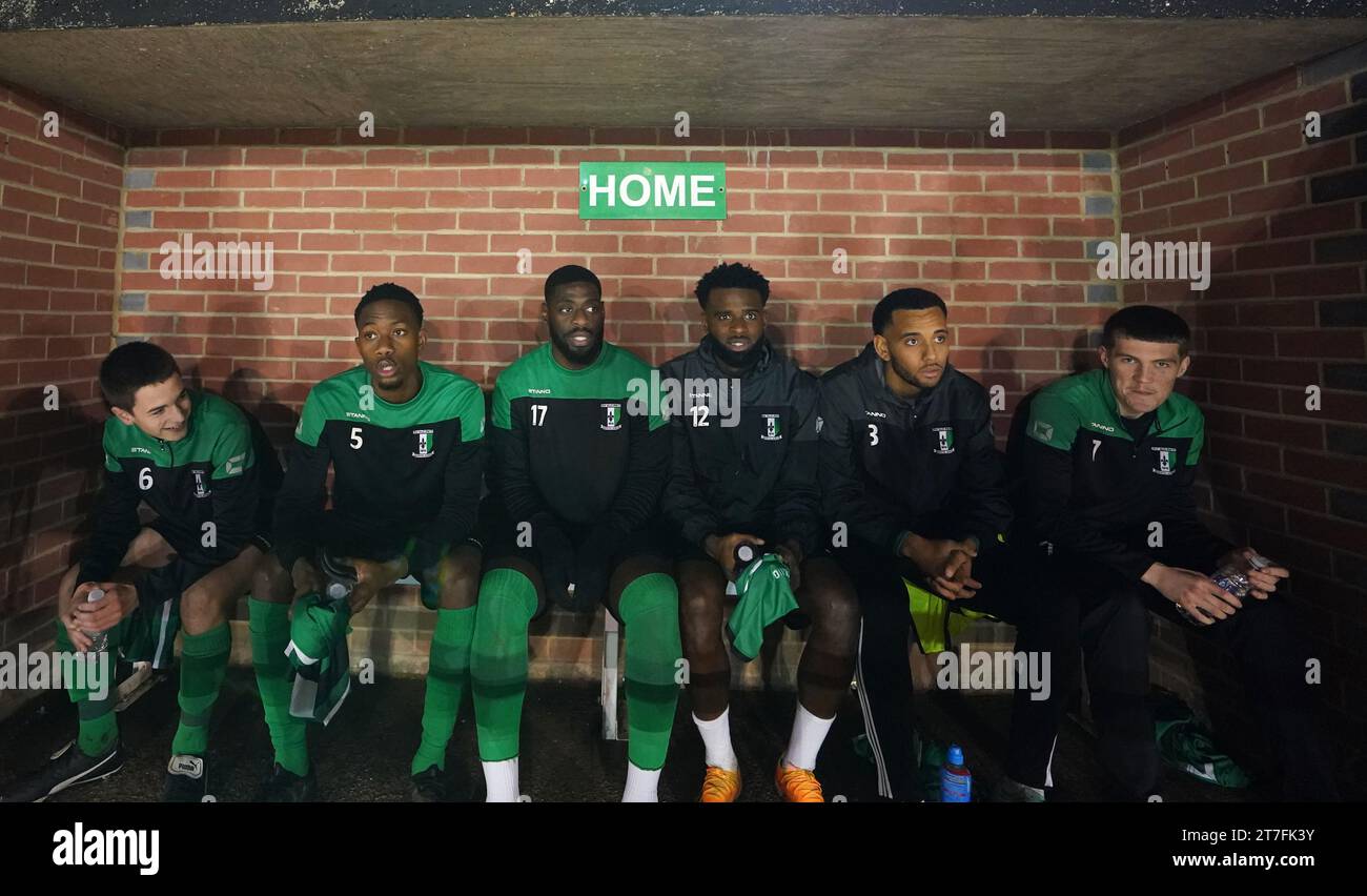 The Cray Valley bench during the Emirates FA Cup first round replay ...