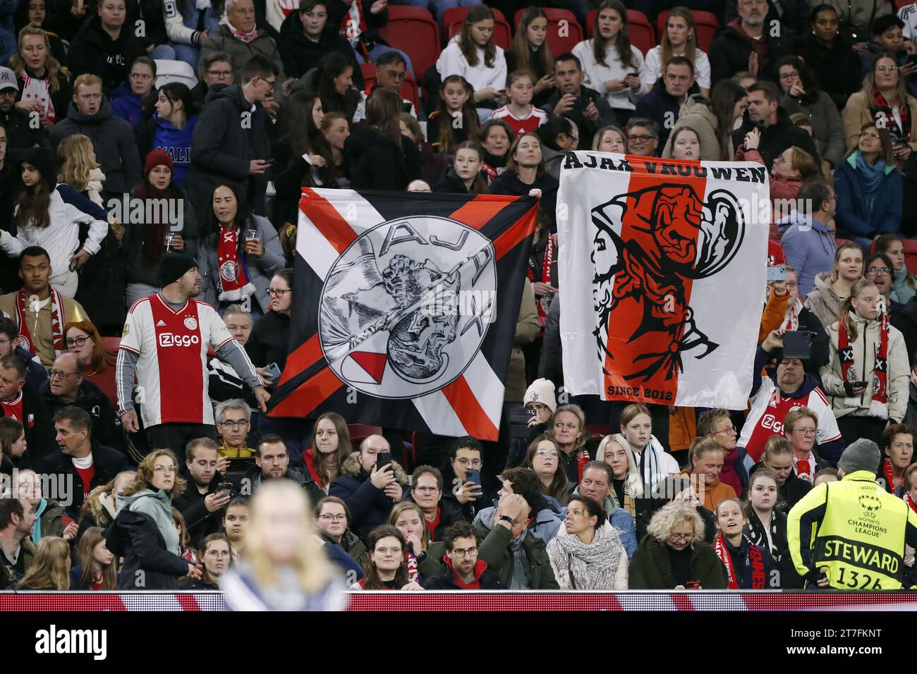 AMSTERDAM - Ajax fans in the stands during the UEFA Women's Champions ...
