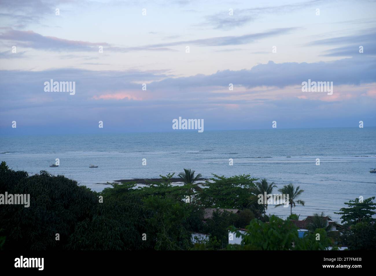 Brazil, Bahia September 7, 2023: beach seen from above viewpoint sunset ...