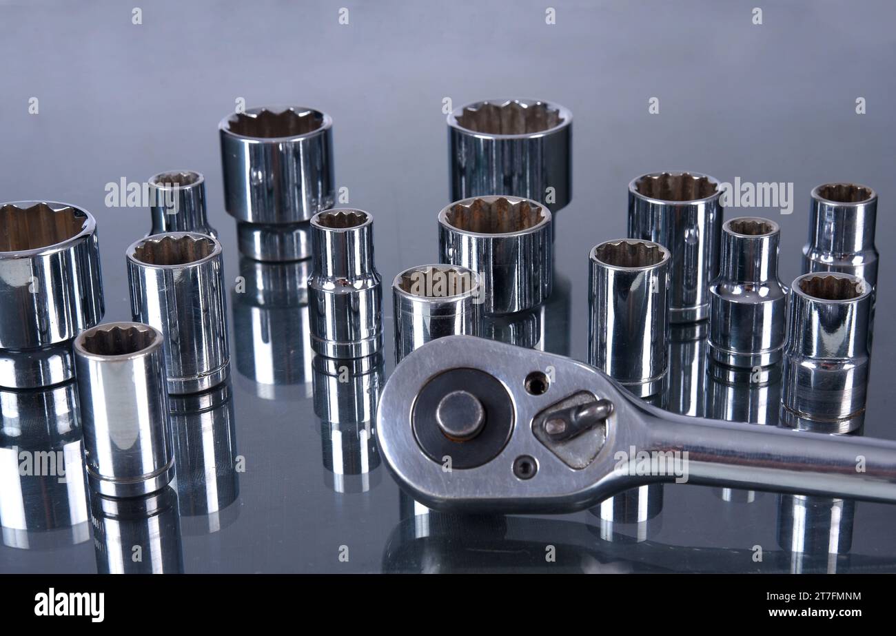 Set of torque wrenches or car repair. Professional tools. Torque wrench ...