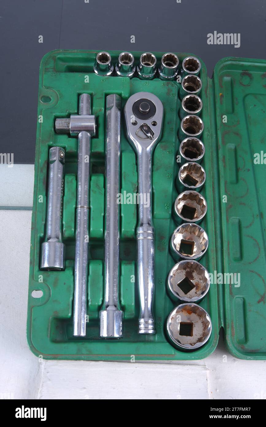 Set of torque wrenches or car repair. Professional tools. Torque wrench ...