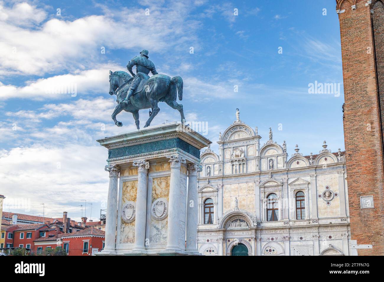 VENICE, ITALY - MARCH 3, 2023: The Equestrian statue of Bartolomeo ...