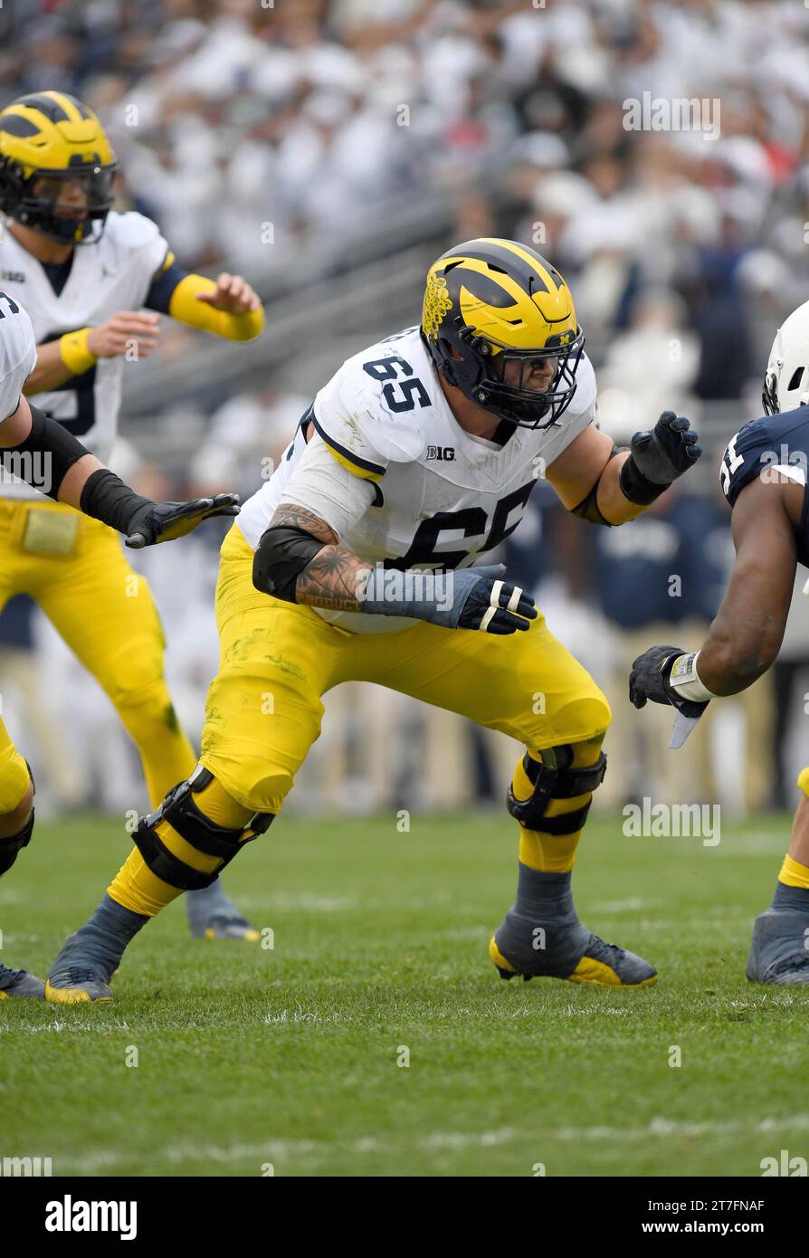 UNIVERSITY PARK, PA - NOVEMBER 11: Michigan offensive lineman Zak ...