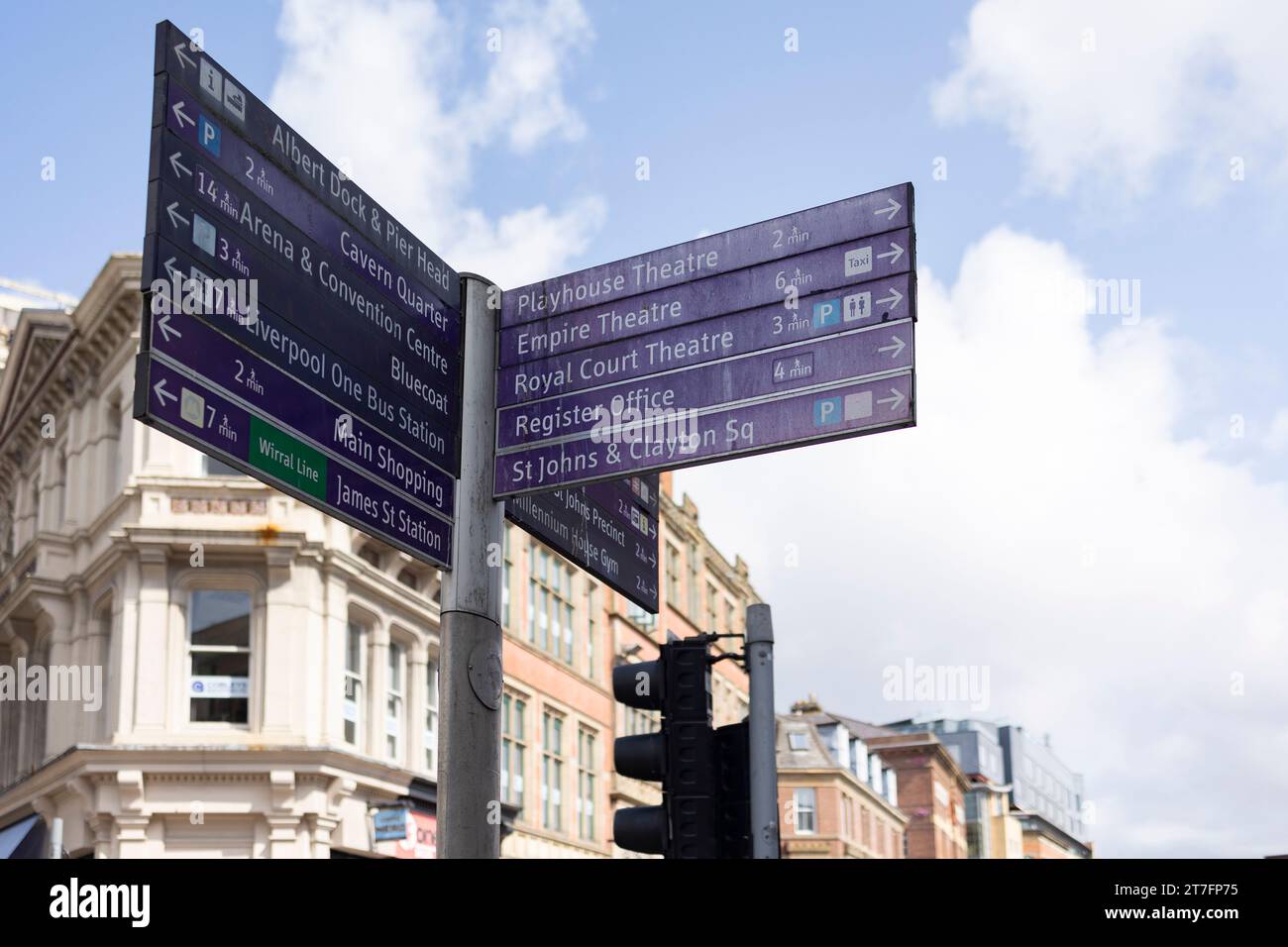 Liverpool, united kingdom May, 16, 2023 A sign showing the way to ...