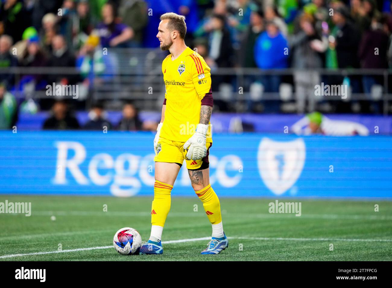 Seattle Sounders goalkeeper Stefan Frei looks on against FC Dallas ...