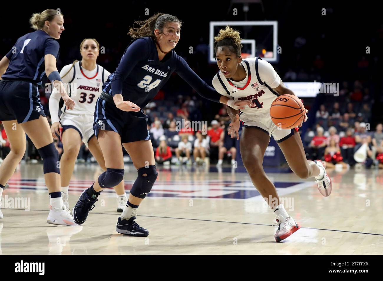 TUCSON, AZ - NOVEMBER 14: Arizona Wildcats guard Skylar Jones #4 drives ...