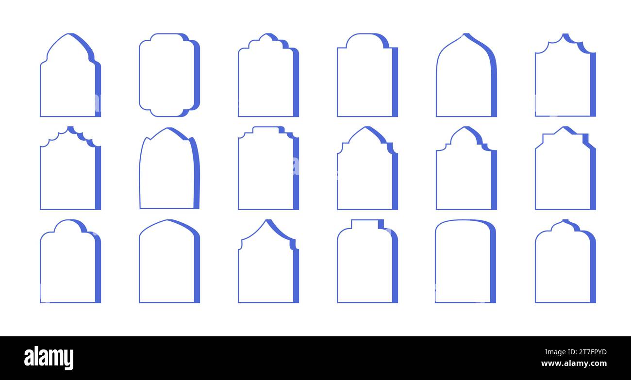 Arabic style line window, arch, door shapes. Bright muslim moroccan ...