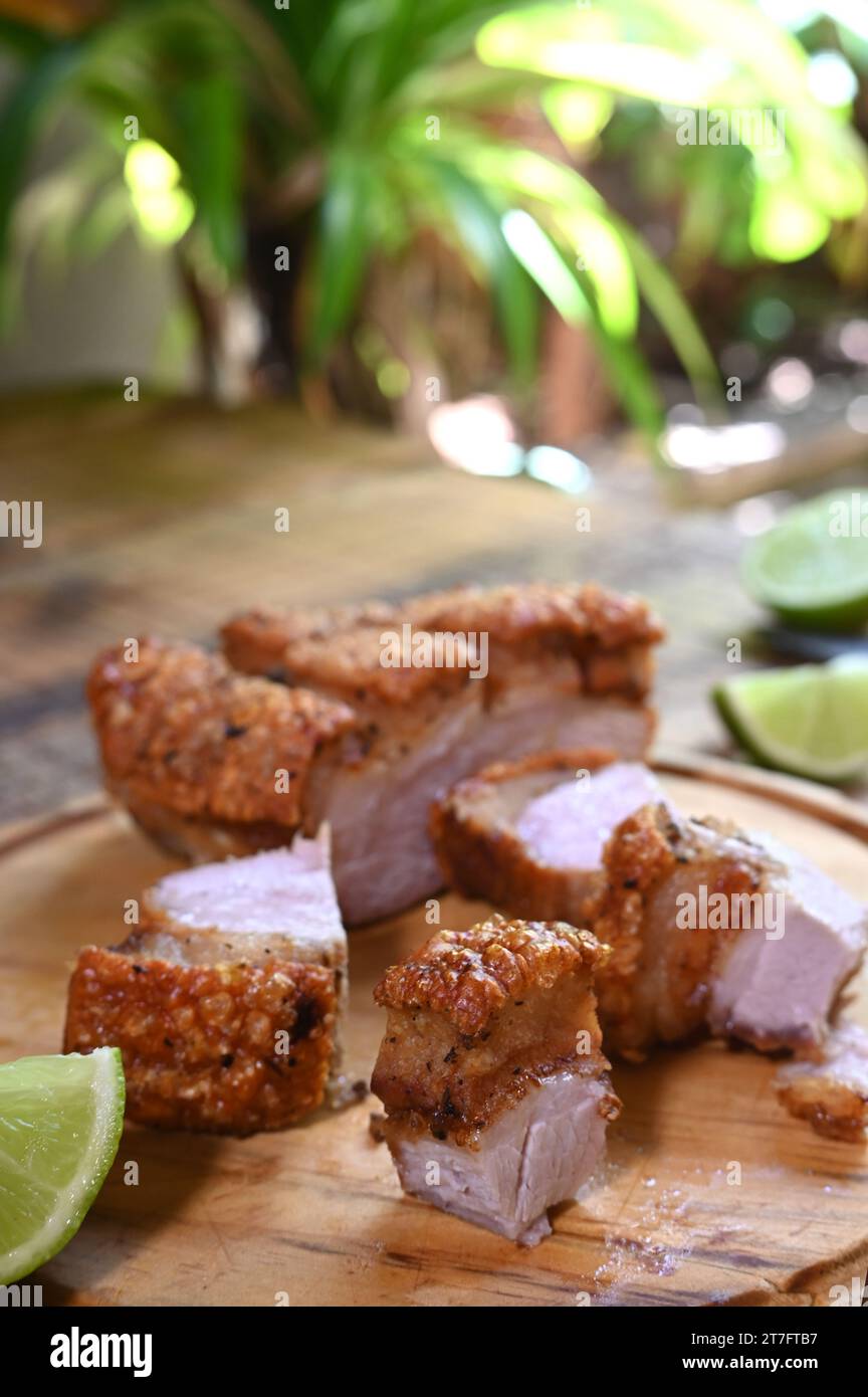 crackling, fried pork skin pururuca, pork pancetta brazilian food ...