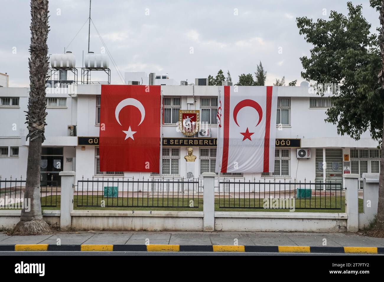 Nicosia, Cyprus. 15th Nov, 2023. The flags of Turkey and the so called ...