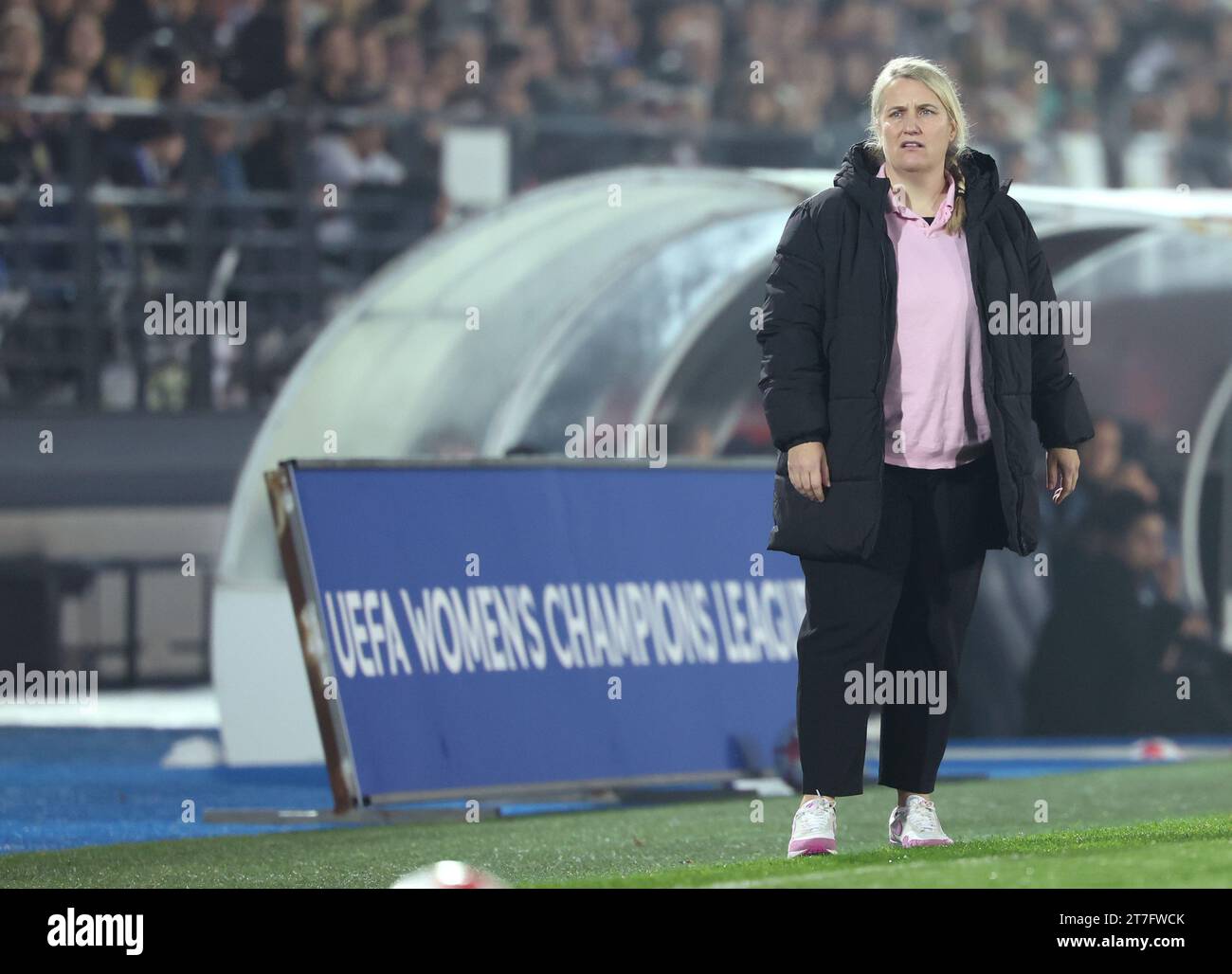 Chelsea manager Emma Hayes on the touchline during the UEFA Women's ...