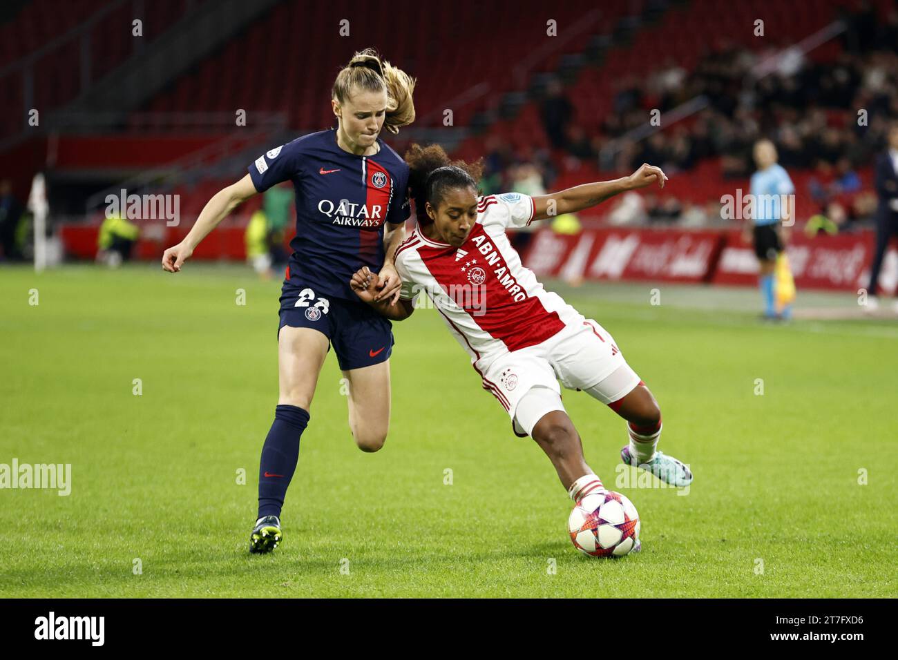 AMSTERDAM - (l-r) Jade Le Guilly of PSG, Ashleigh Weerden of Ajax ...