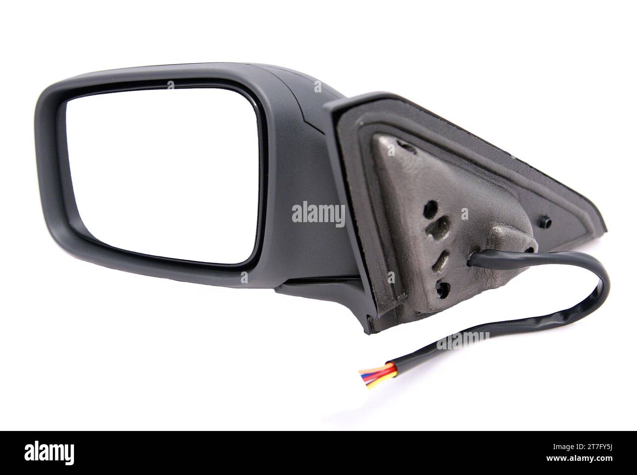 side on view of plastic car wing mirror with casing and electric cable ...