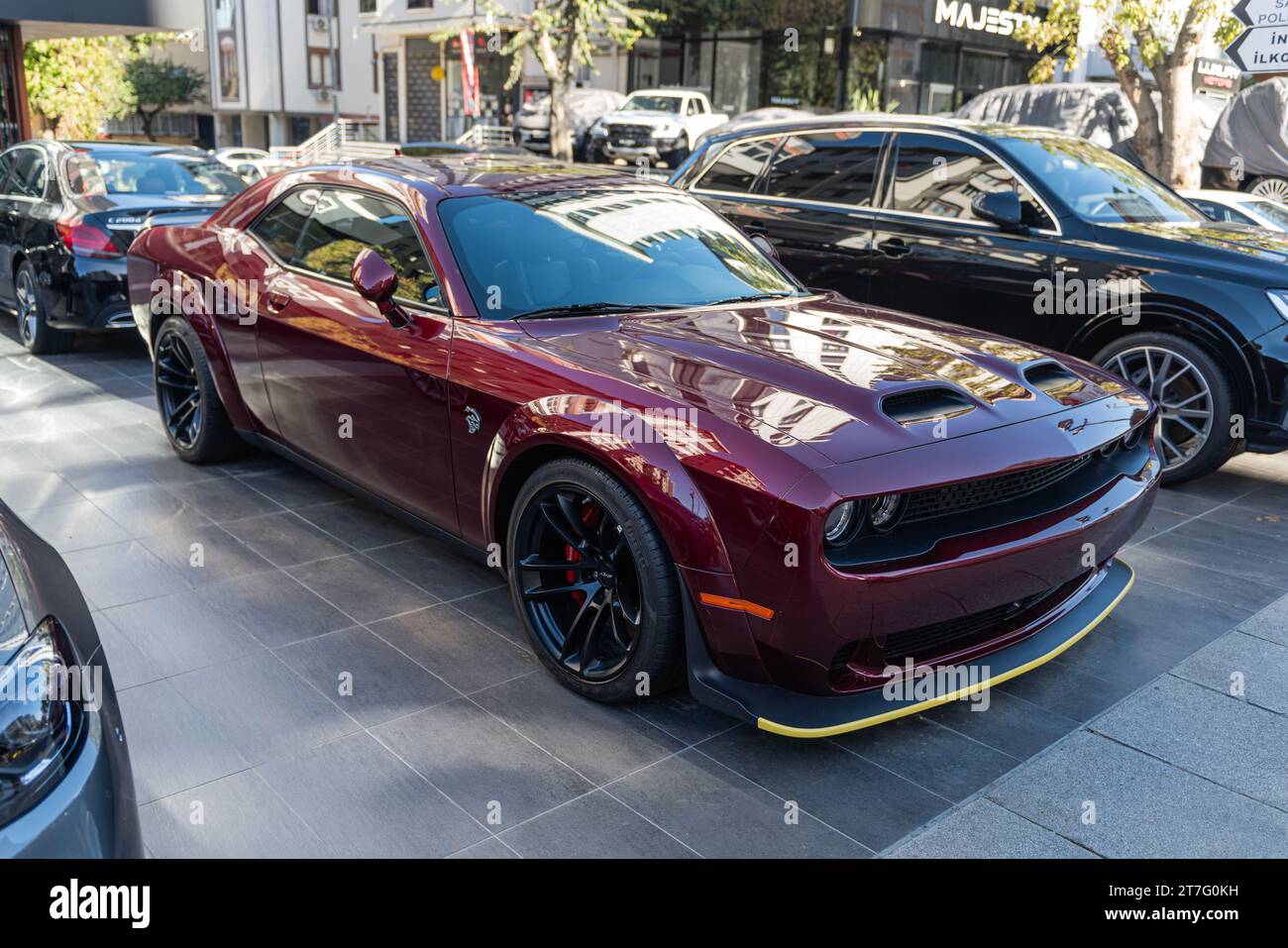 ISTANBUL, TURKEY - NOVEMBER 12, 2023: Red 2022 Dodge Challenger SRT ...