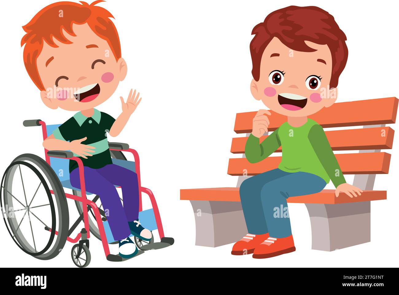 little kid sit on wheelchair and feel happy Stock Vector Image & Art ...