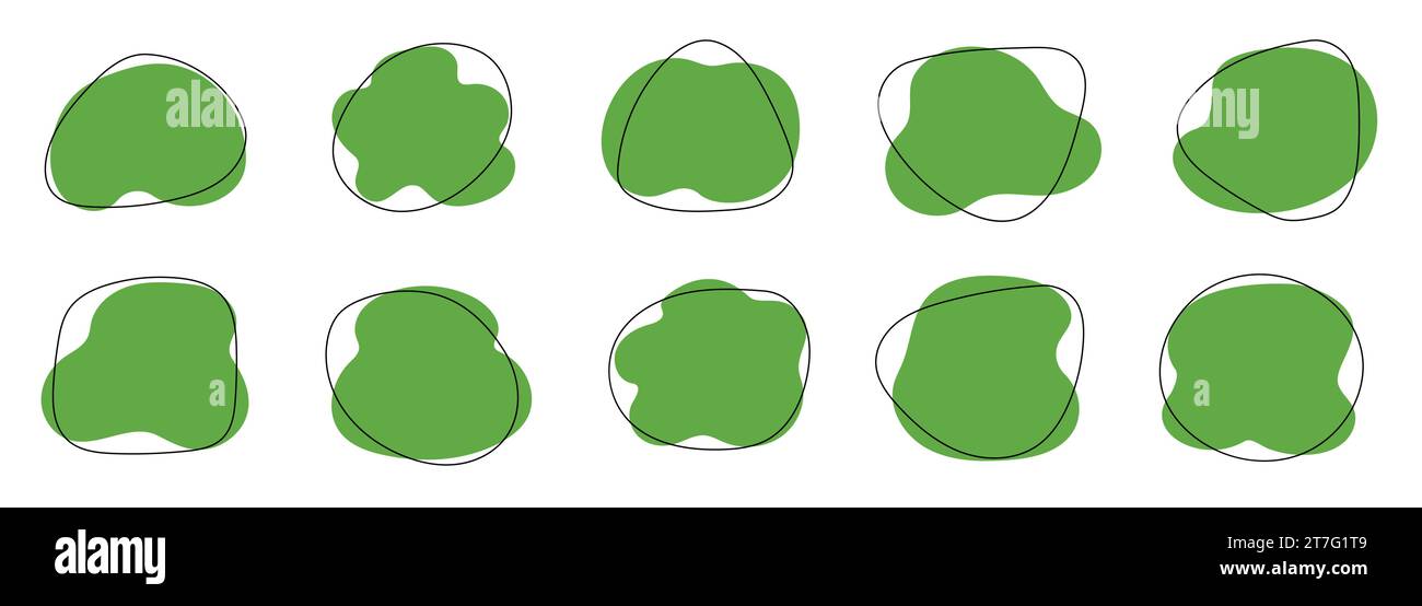 Organic blob shape, abstract green color amoeba, irregular fluid ...