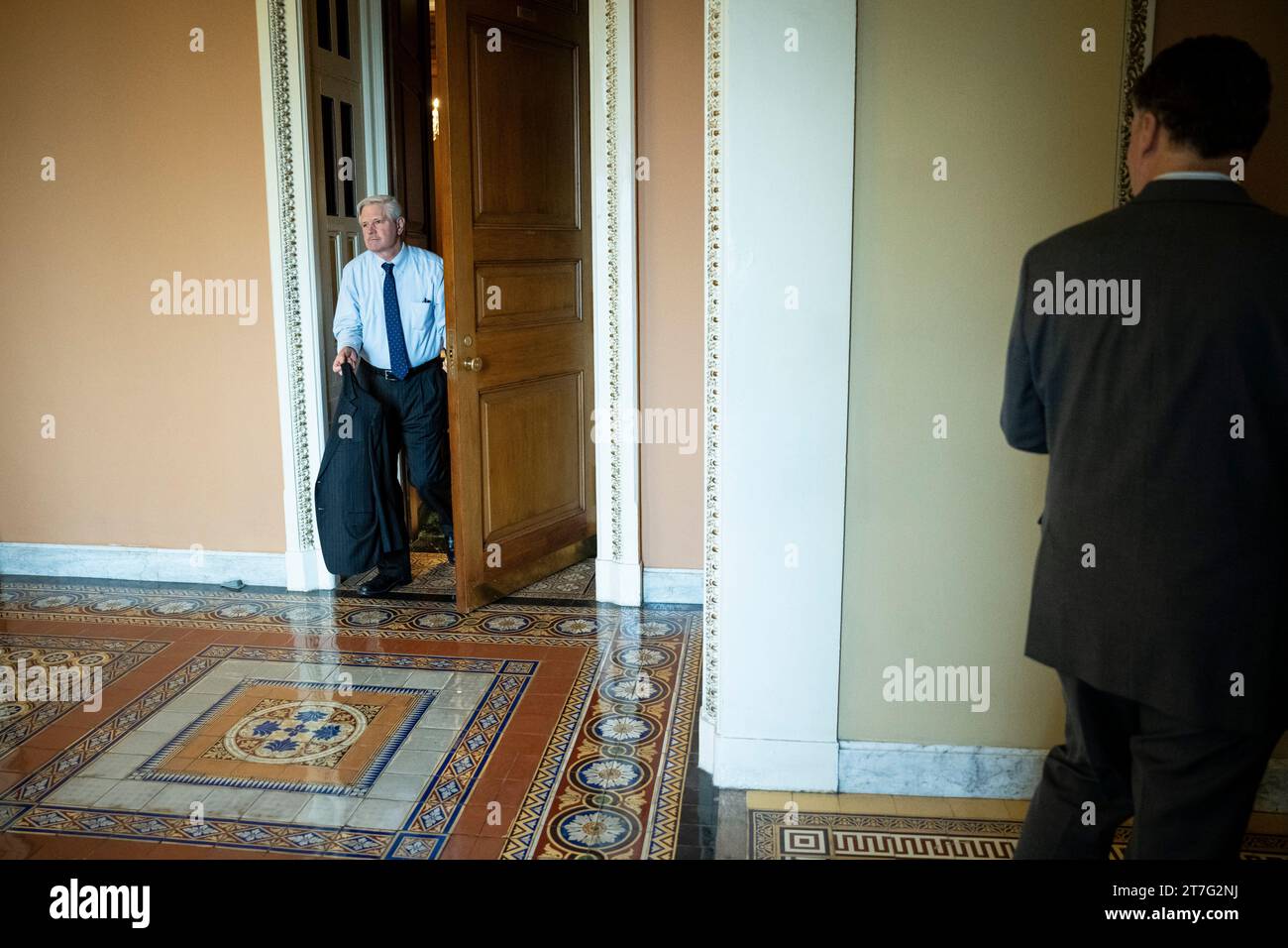 Washington, USA. 15th Nov, 2023. Senator John Hoeven (R-N.D.) walks ...