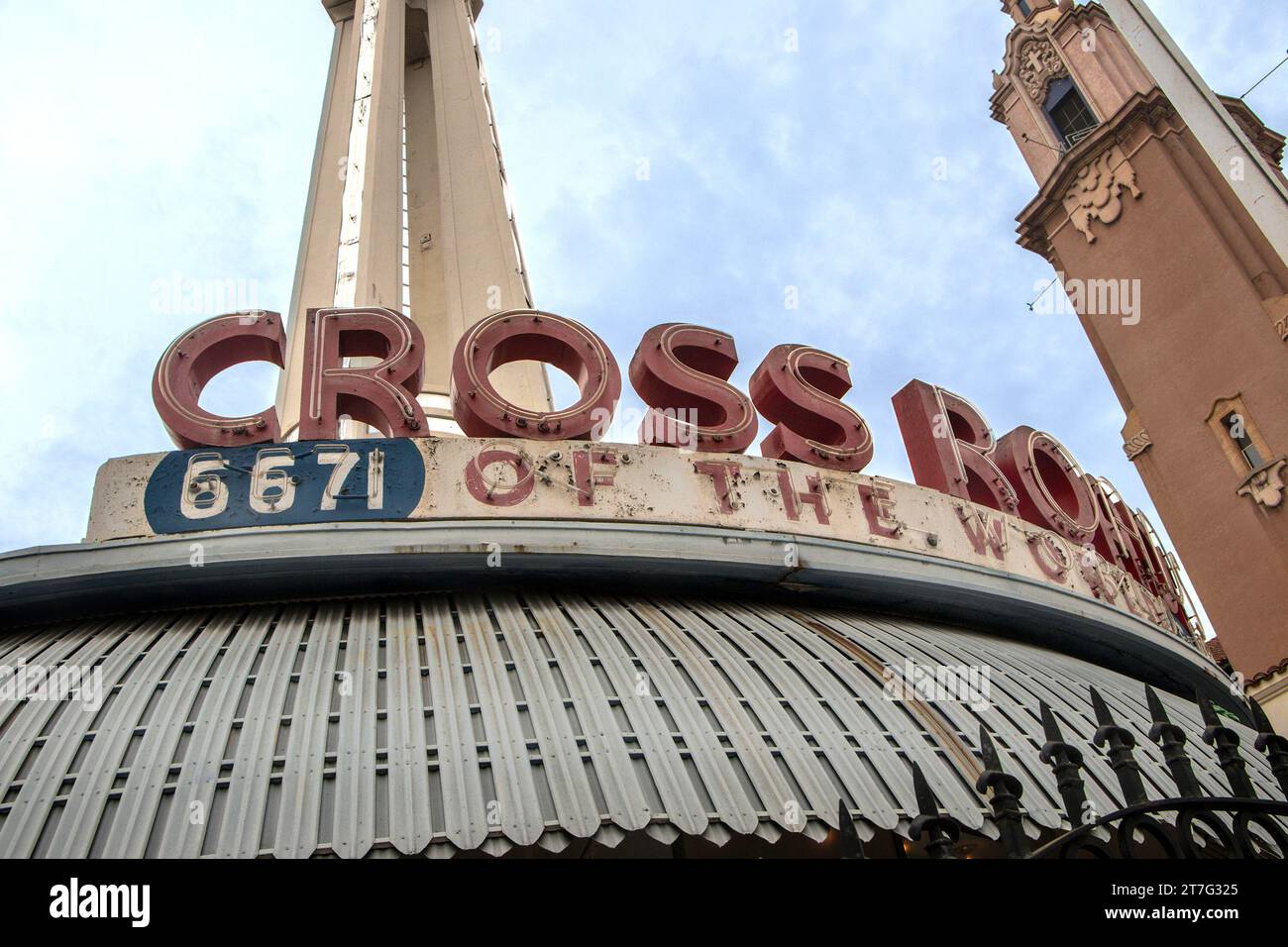 crossroads of the world iconic open-air mall Sunset Boulevard in LA ...
