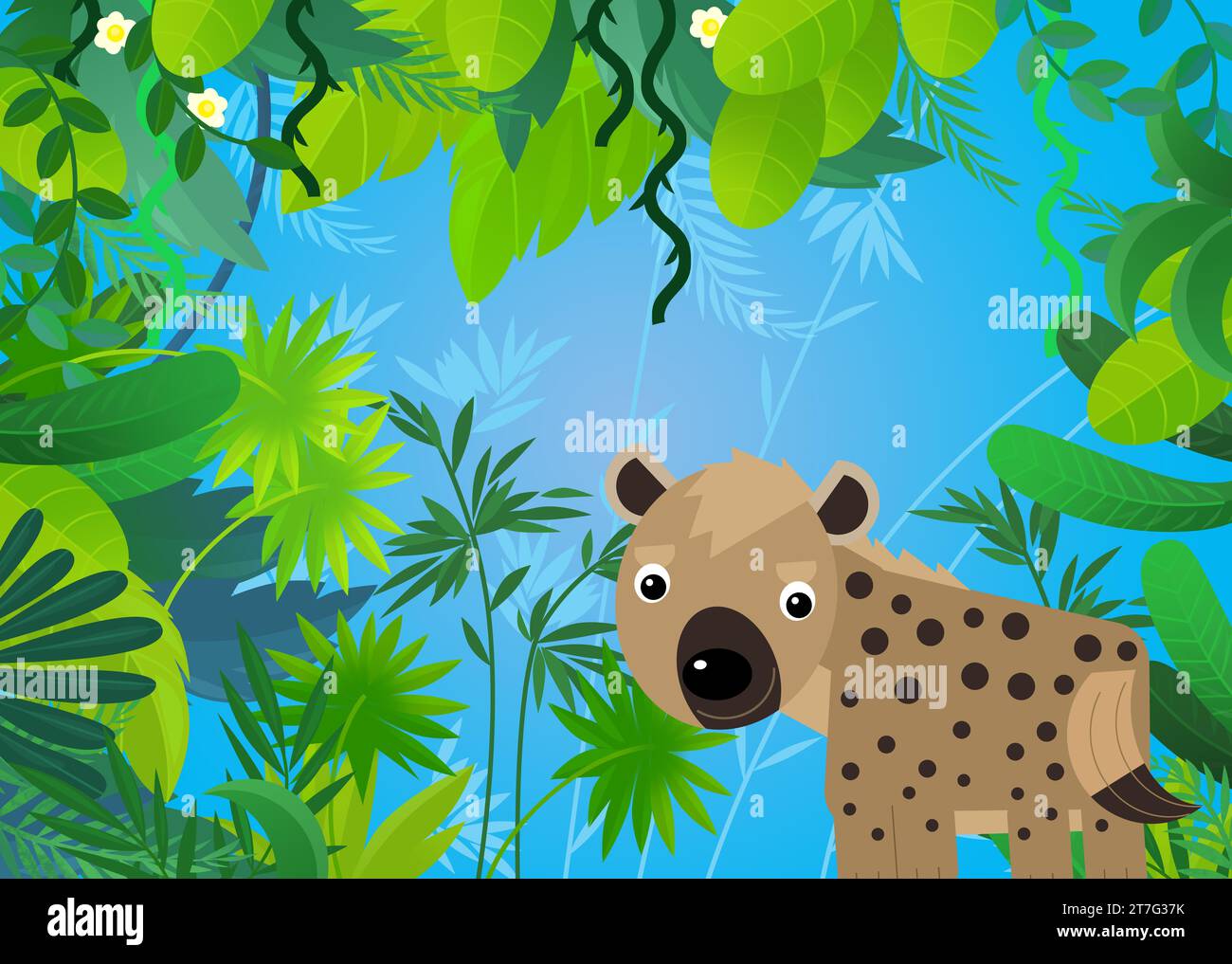 cartoon scene with safari animal hyena dog illustration for kids Stock ...