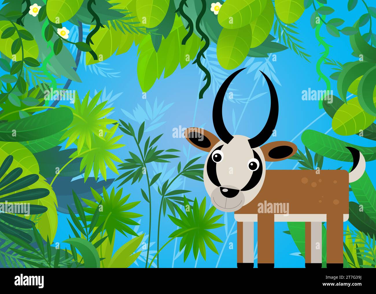 cartoon scene with safari animal antelope illustration for kids Stock ...