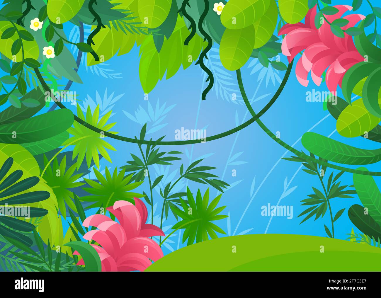 cartoon scene with empty forest with no creature illustration for kids ...