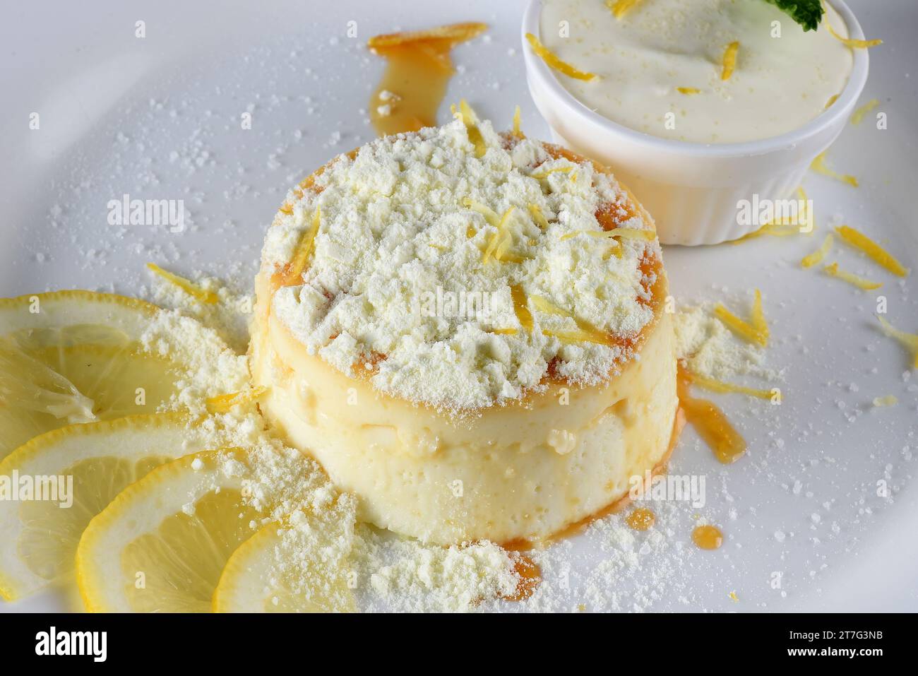 Condensed milk and egg yolk pudding with delicious syrup dripping with ...