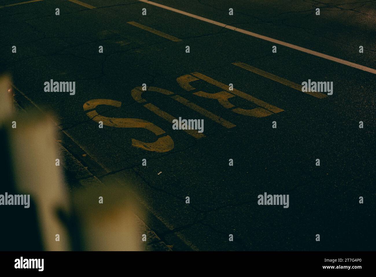 Bus stop at night Stock Photo - Alamy
