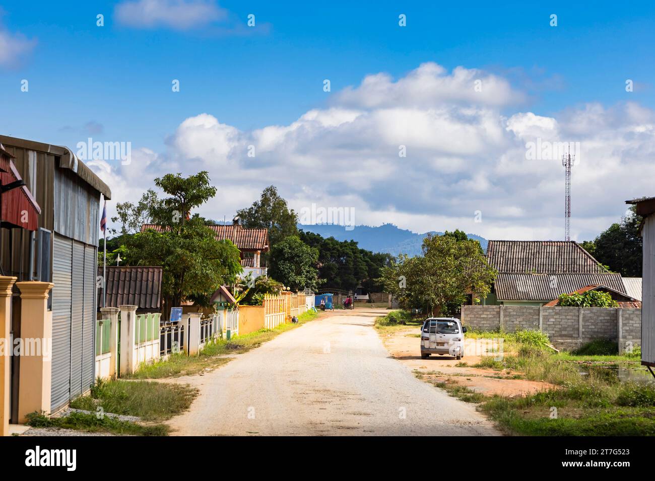 Local road, street of residential area, Phonsavan, Xiangkhouang ...