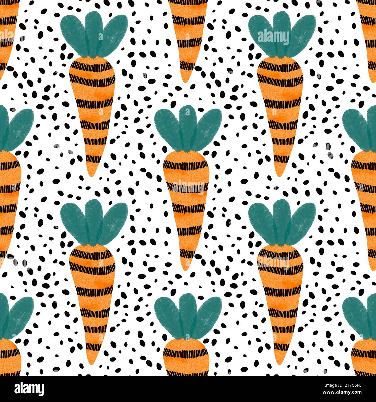 Cartoon watercolor harvest seamless carrot pattern for wrapping paper ...