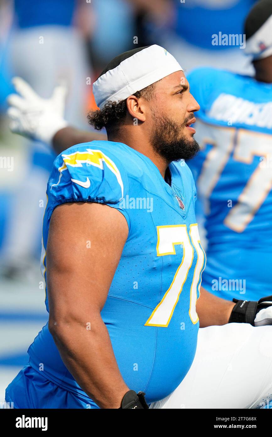 Los Angeles Chargers offensive tackle Rashawn Slater before an NFL ...