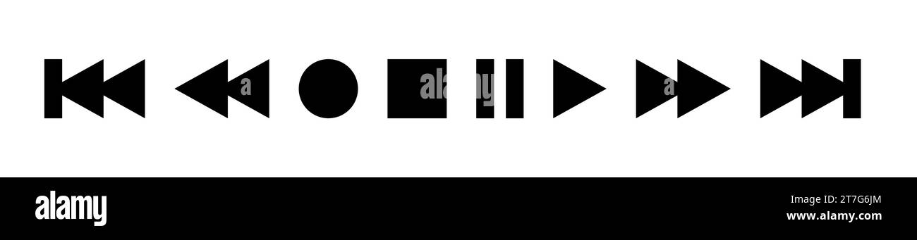 Set of playback icons. Simple flat black vector symbols in black - play ...