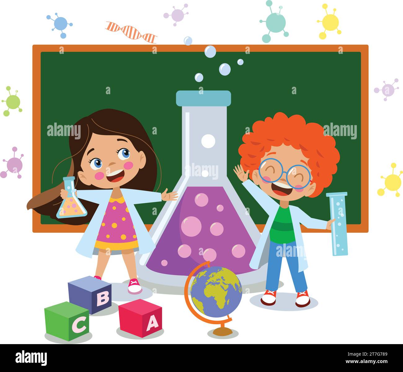 Students in laboratory experiment Stock Vector Images - Alamy