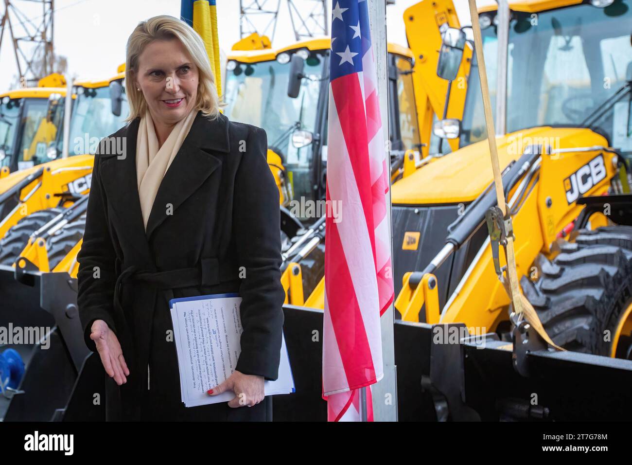 Kyiv, Ukraine. 14th Nov, 2023. U.S. Ambassador to Ukraine Bridget Ann Brink attends a handover ...