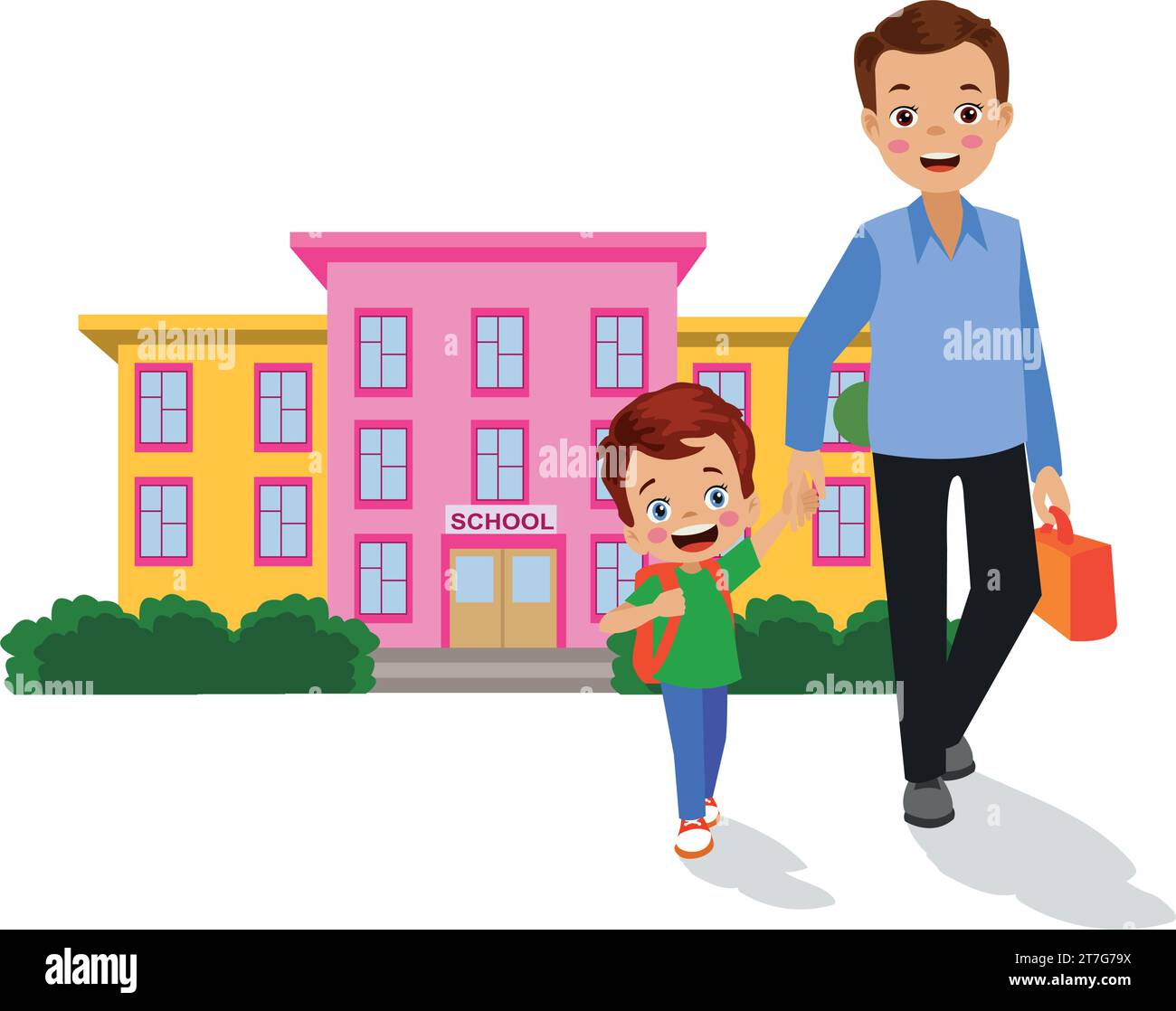 father going to school to drop off his son Stock Vector Image & Art - Alamy