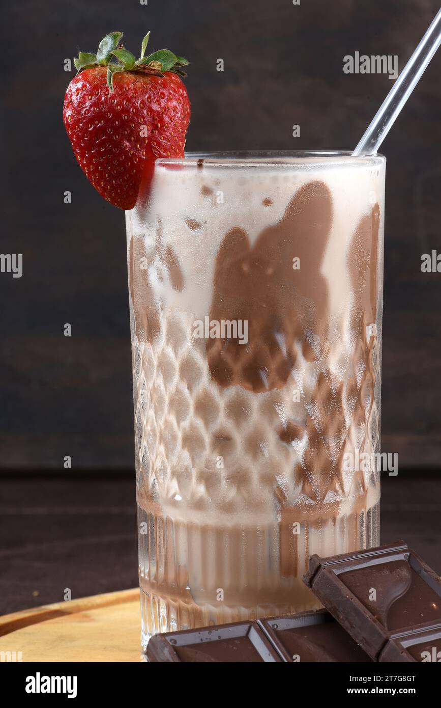 fresh tropical and healthy drink chocolate juice, natural fruit without ...