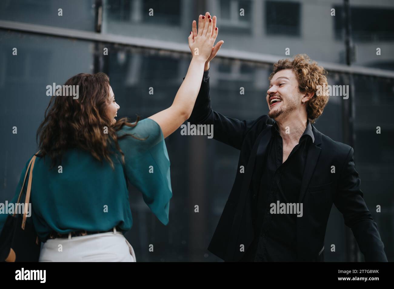 Business people giving five after hi-res stock photography and images ...