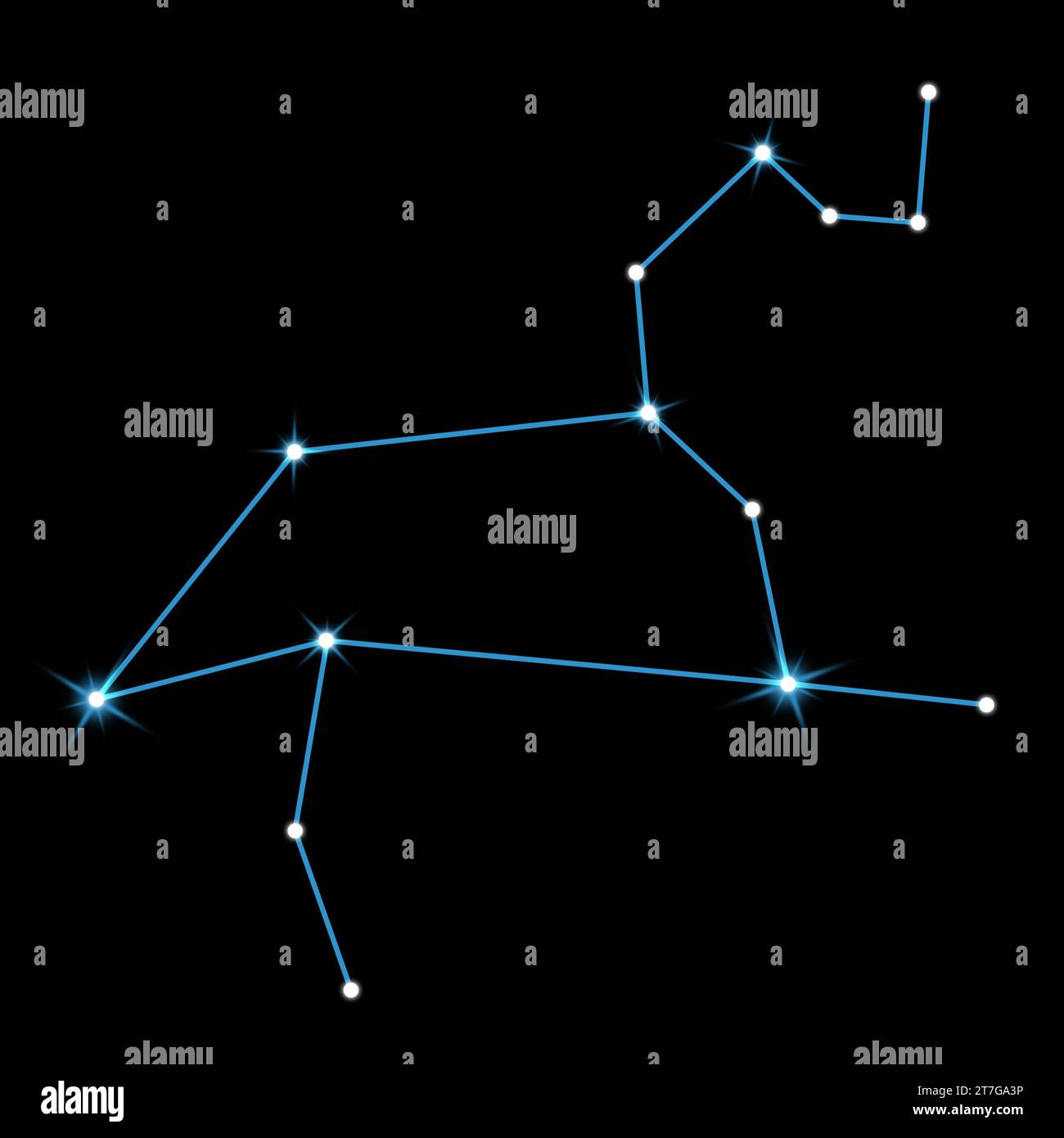Leo (Lion) constellation. Stick figure pattern on black background ...