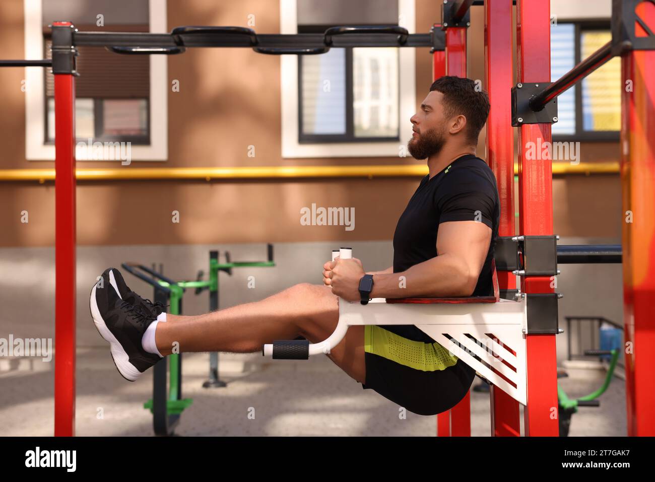 Gym machine leg lift hi-res stock photography and images - Alamy