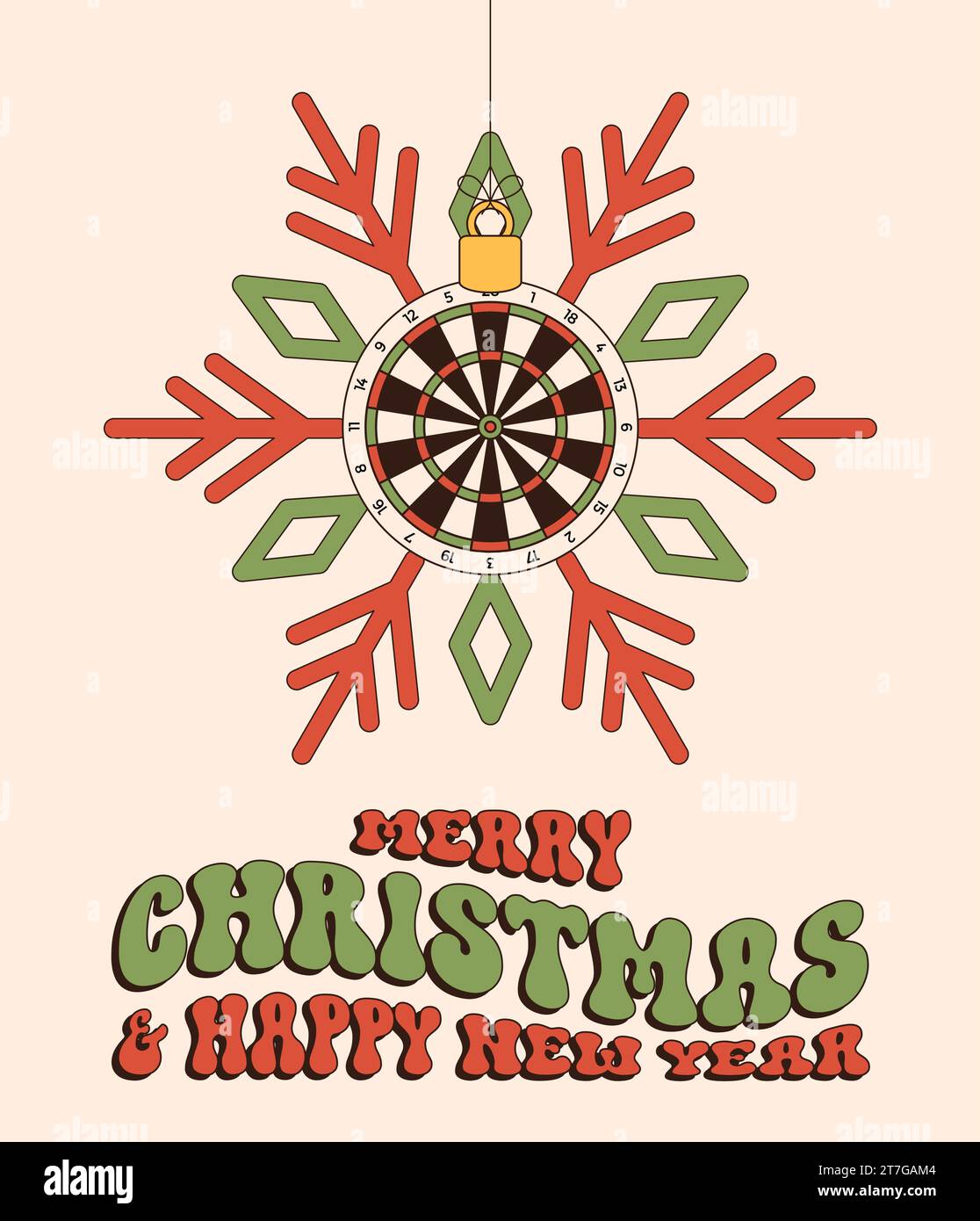 dart Merry Christmas and Happy New Year groovy Sports greeting card ...
