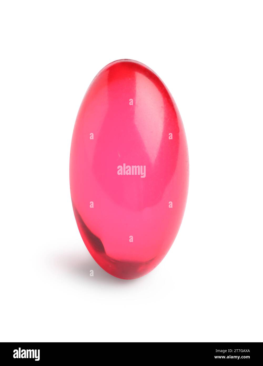 One red pill isolated on white. Medicinal treatment Stock Photo - Alamy