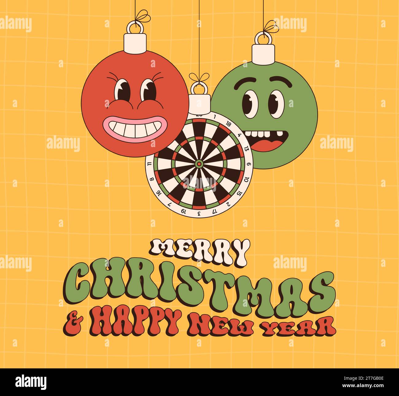 dart Merry Christmas and Happy New Year groovy Sports greeting card ...