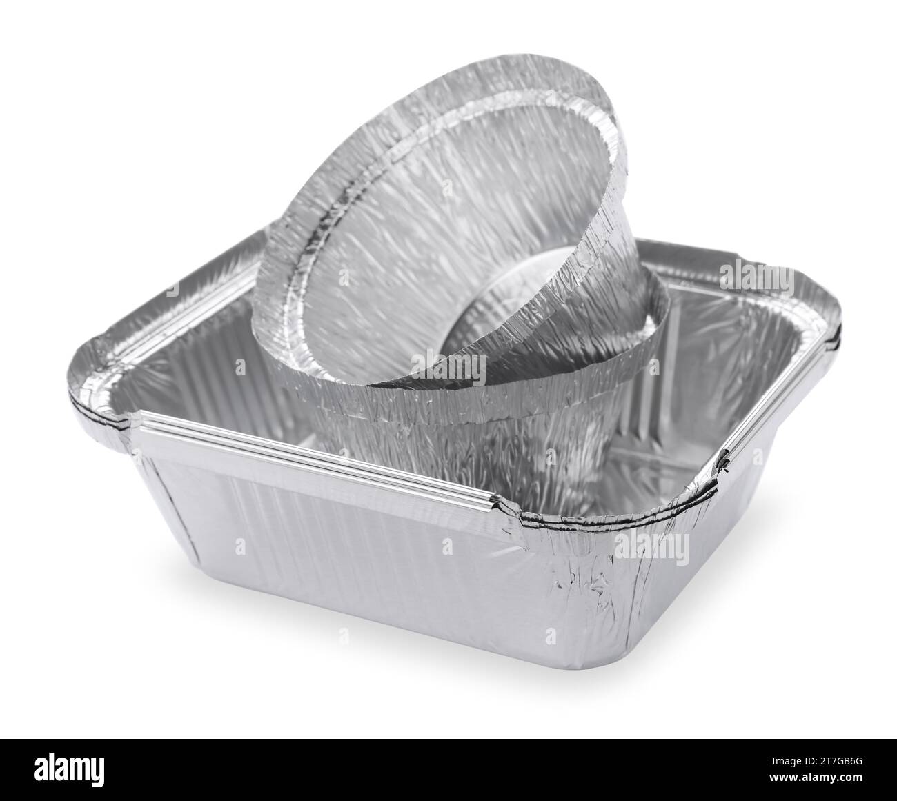 Many different aluminum foil containers isolated on white Stock Photo ...